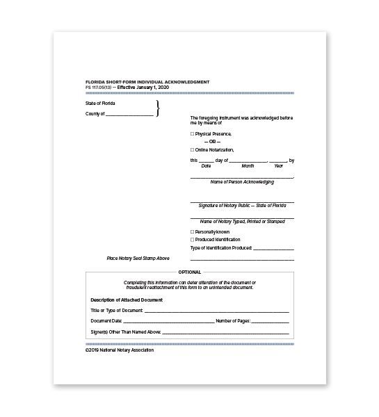 Florida Notary Signature Template
